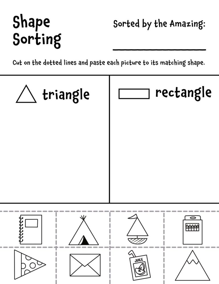 Free Shape Sorting Worksheets for Preschool! ⋆ The Hollydog Blog