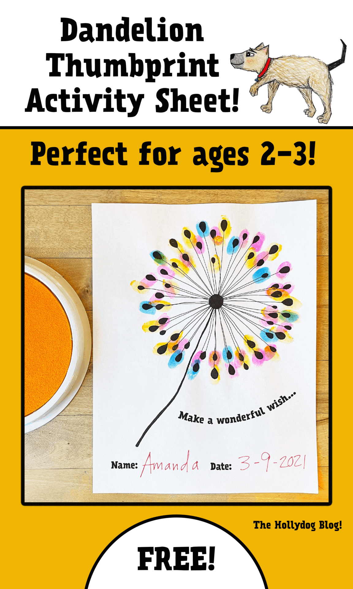 Springtime Dandelion Thumbprint Activity ⋆ Perfect for Learning Colors!