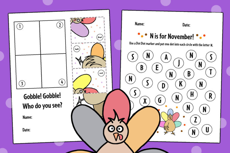 FREE November Worksheets for Preschool ⋆ The Hollydog Blog