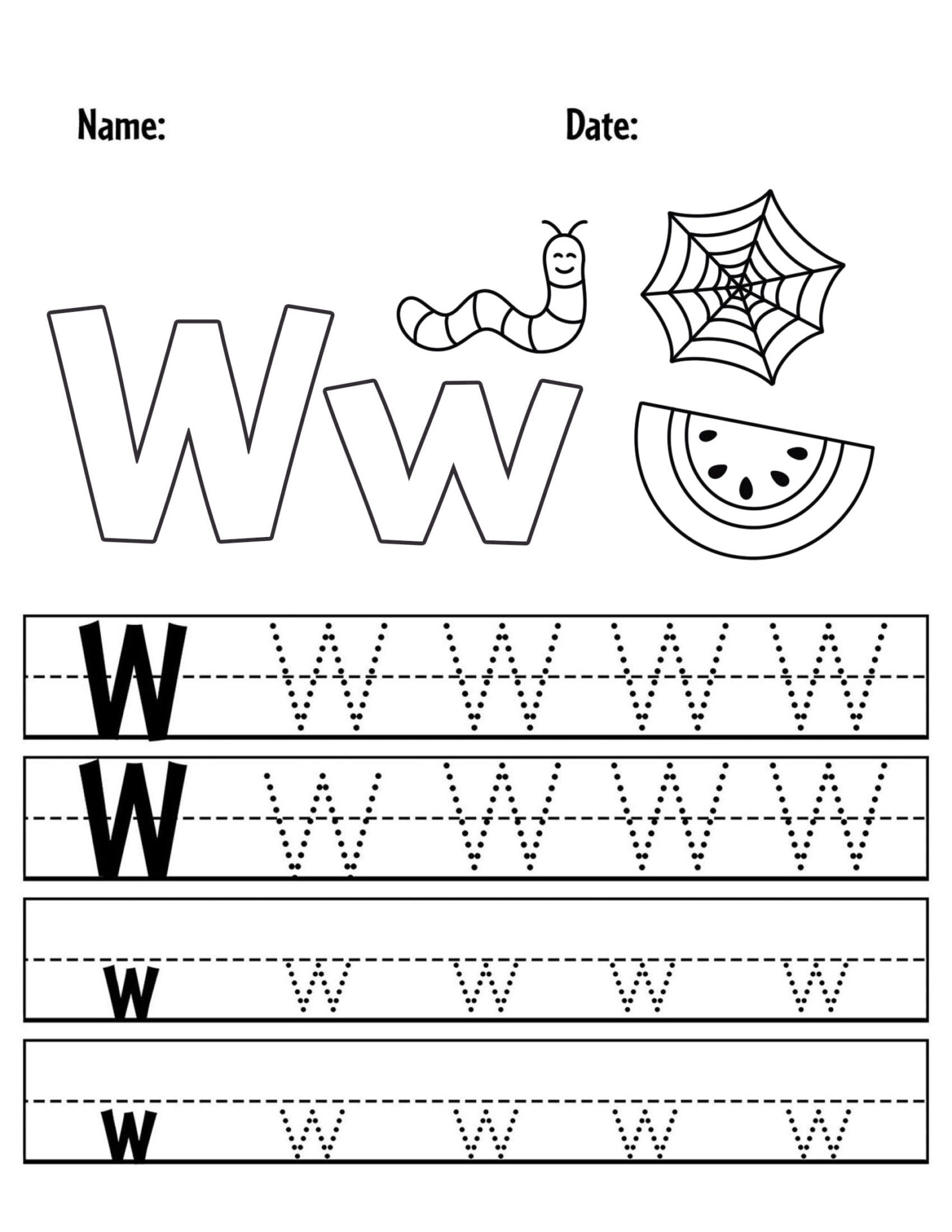 FREE Letter W Worksheets for Preschool ⋆ The Hollydog Blog