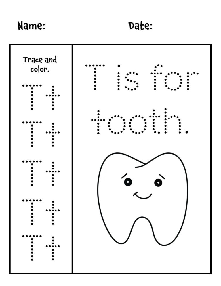FREE Letter T Worksheets for Preschool ⋆ The Hollydog Blog