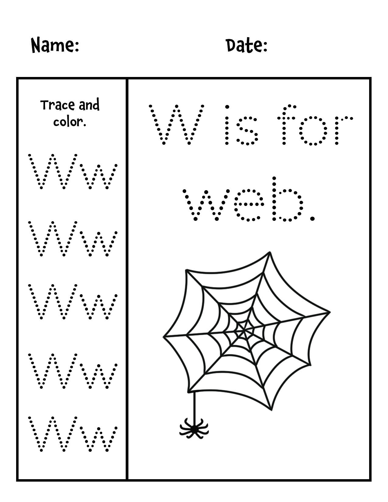 FREE Letter W Worksheets for Preschool ⋆ The Hollydog Blog