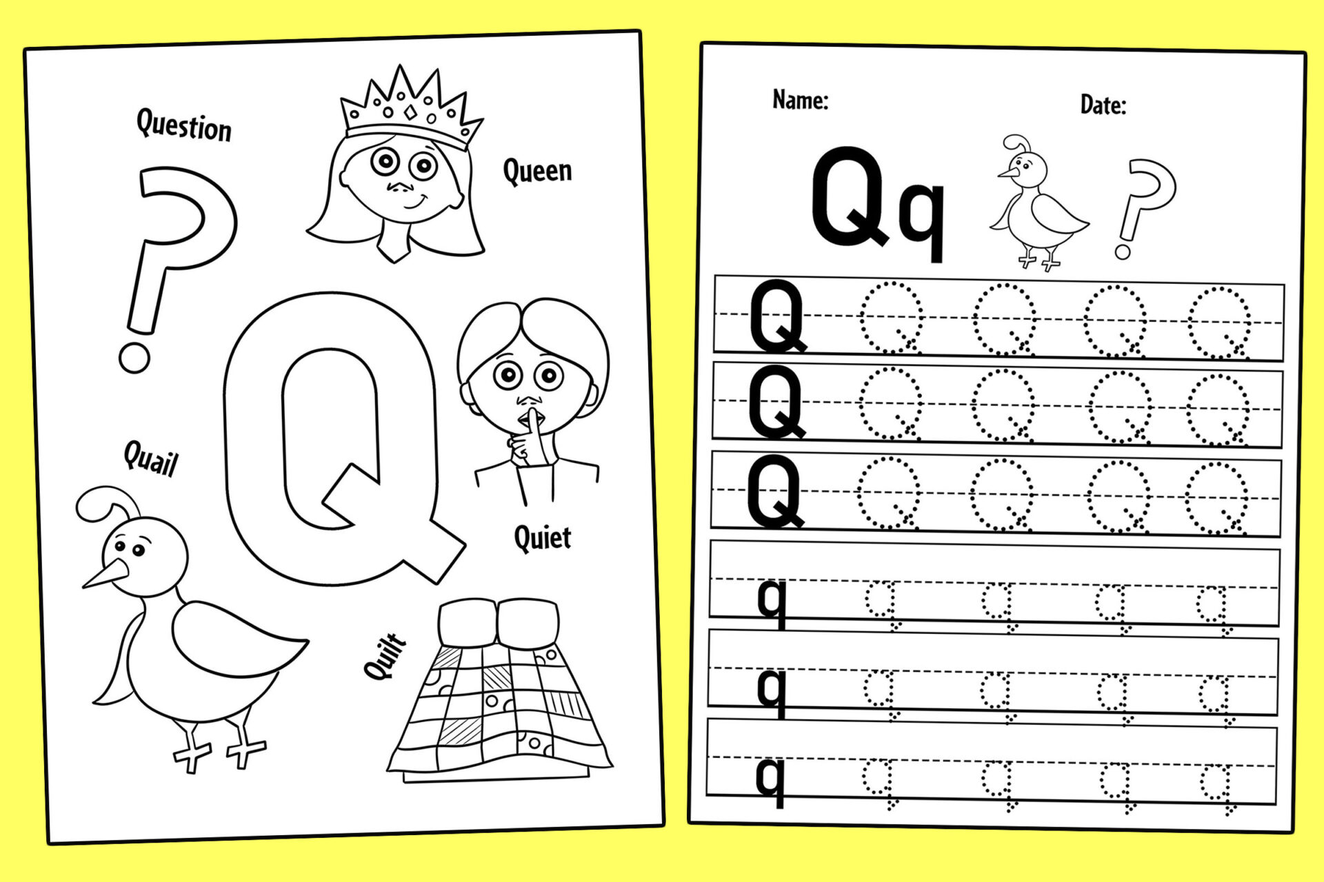 FREE Letter Q Worksheets for Preschool ⋆ The Hollydog Blog