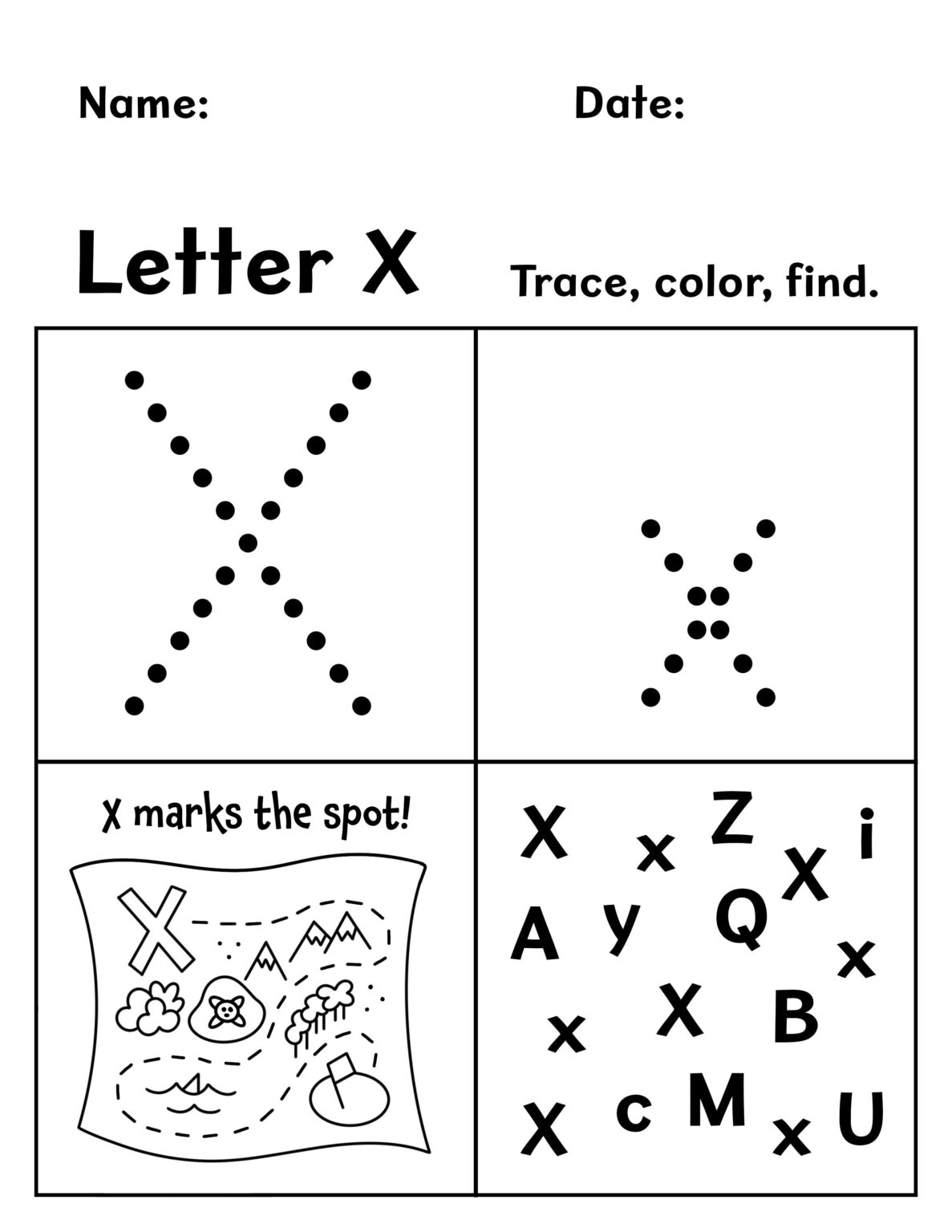 FREE Letter X Worksheets for Preschool ⋆ The Hollydog Blog