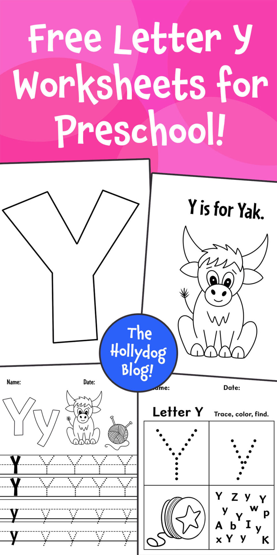 FREE Letter Y Worksheets for Preschool! ⋆ The Hollydog Blog