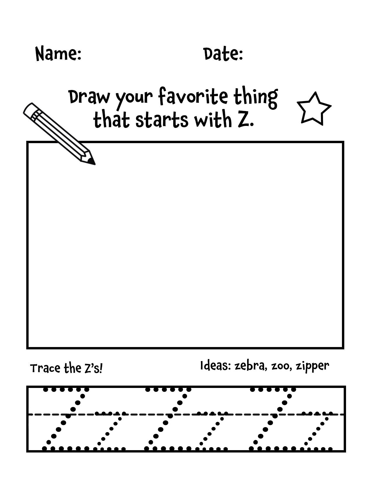 FREE Letter Z Worksheets for Preschool! ⋆ The Hollydog Blog