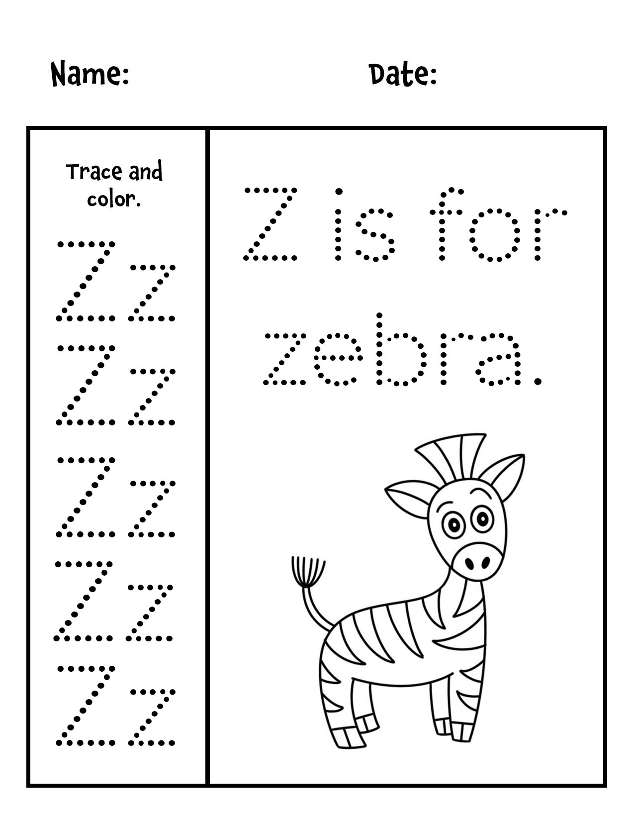 FREE Letter Z Worksheets for Preschool! ⋆ The Hollydog Blog