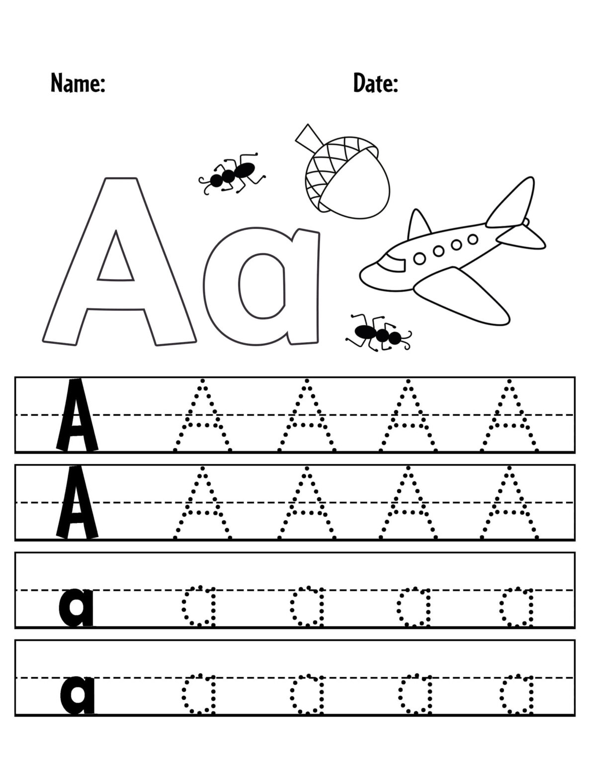 FREE Letter A Worksheets for Preschool ⋆ The Hollydog Blog