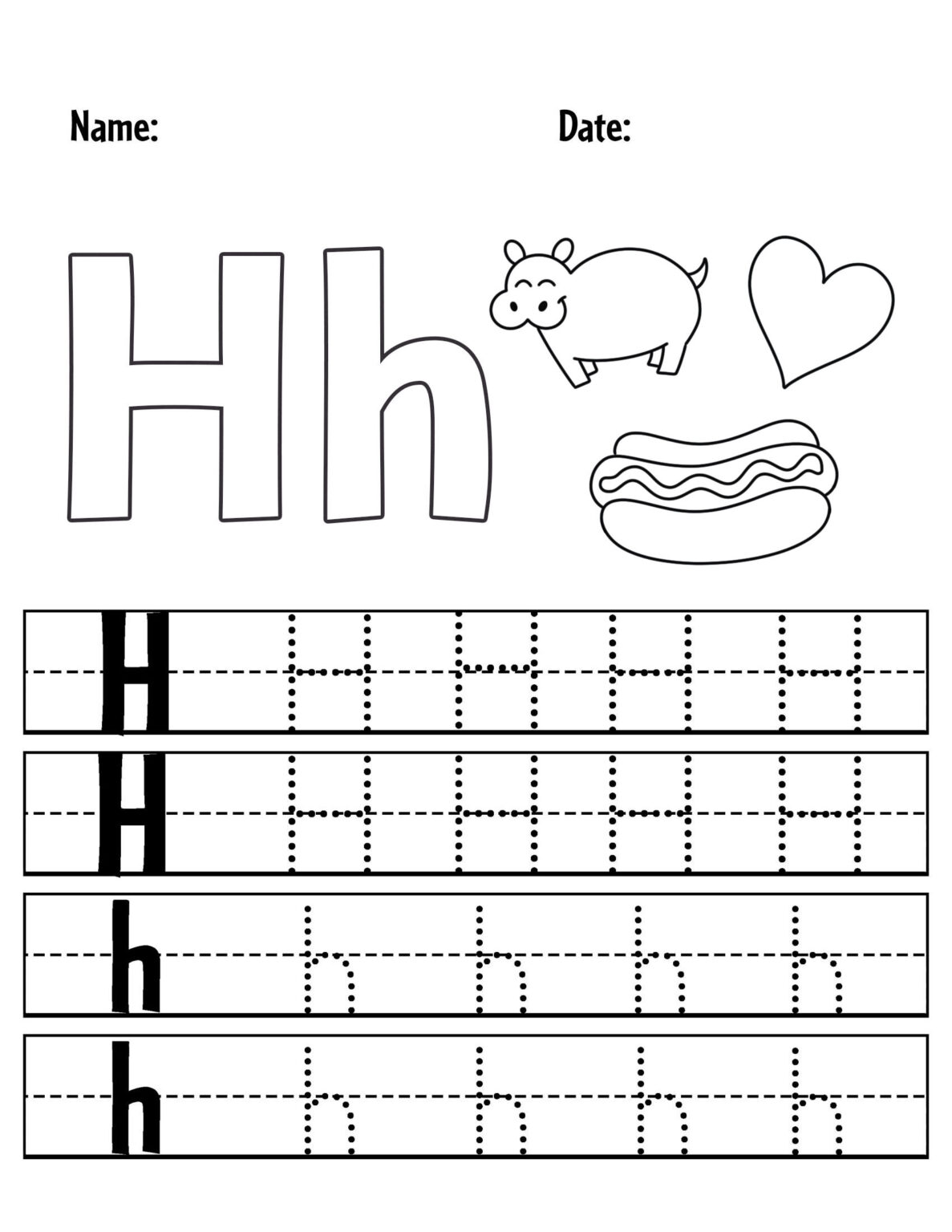 FREE Letter H Worksheets for Preschool ⋆ The Hollydog Blog