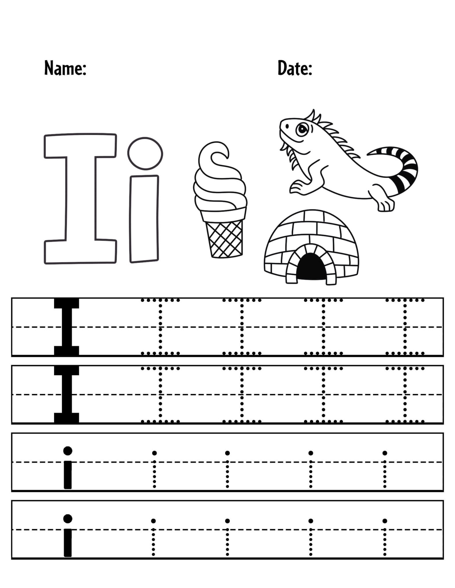 Free Letter I Worksheets for Preschool! ⋆ The Hollydog Blog