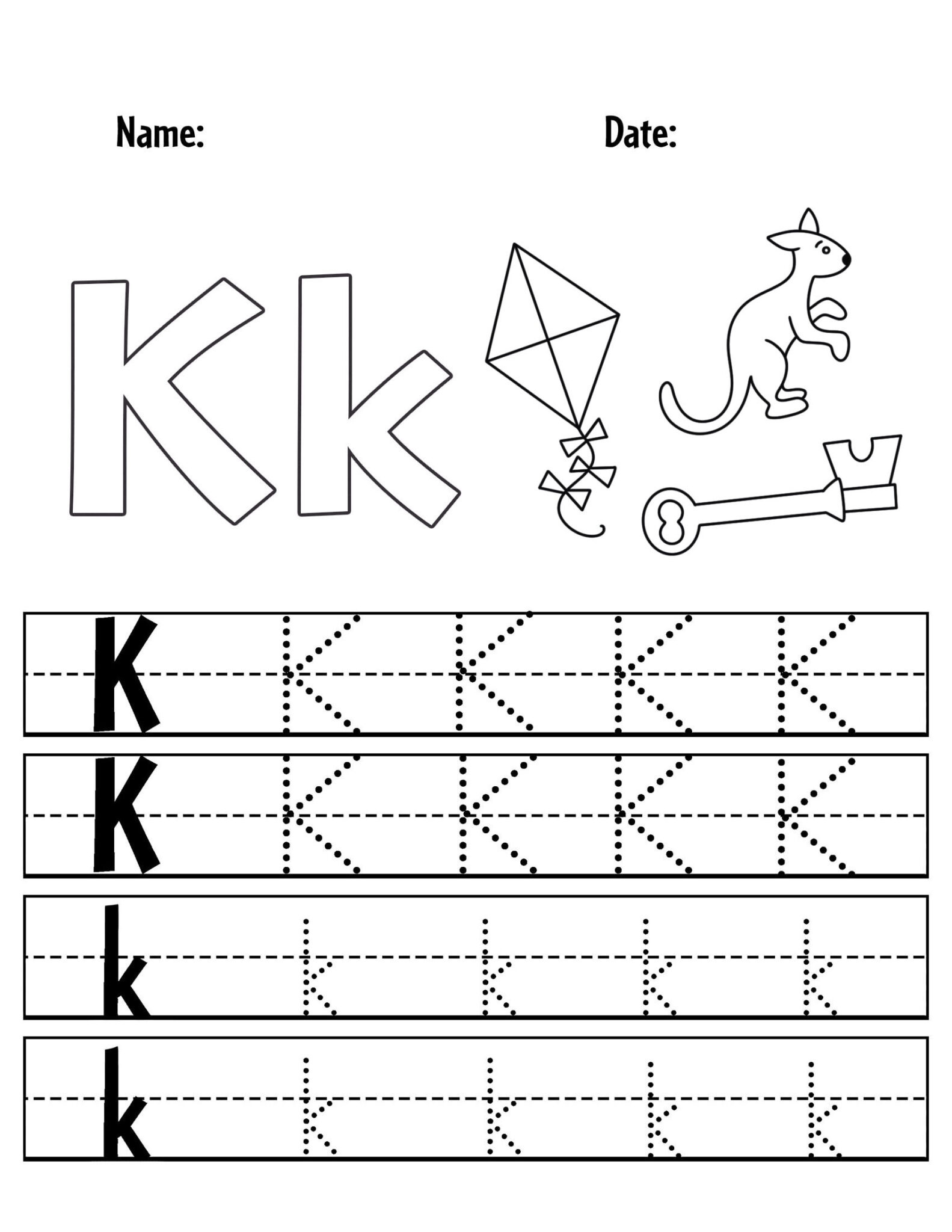 FREE Letter K Worksheets for Preschool ⋆ The Hollydog Blog