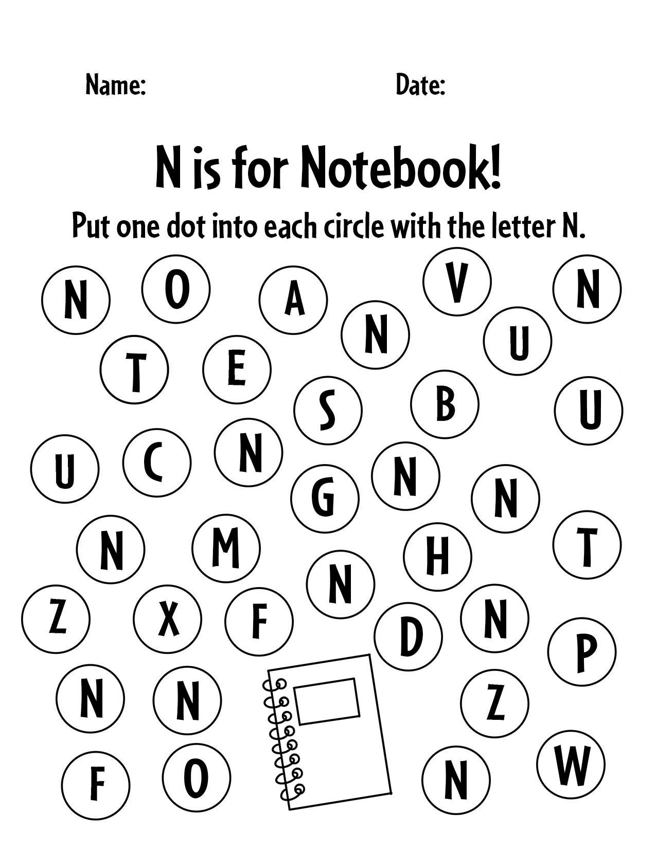 Free Letter N Worksheets for Preschool! ⋆ The Hollydog Blog