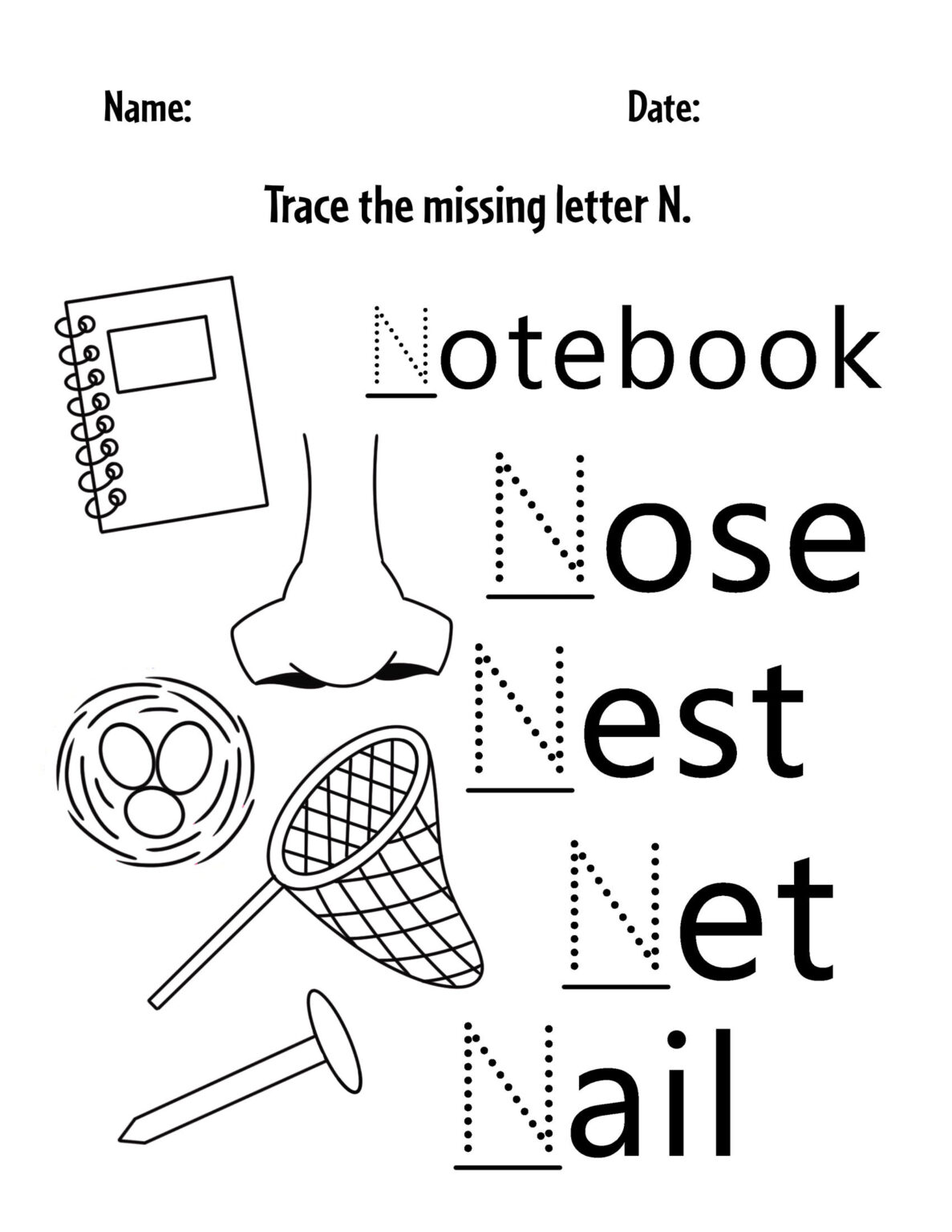 Free Letter N Worksheets for Preschool! ⋆ The Hollydog Blog