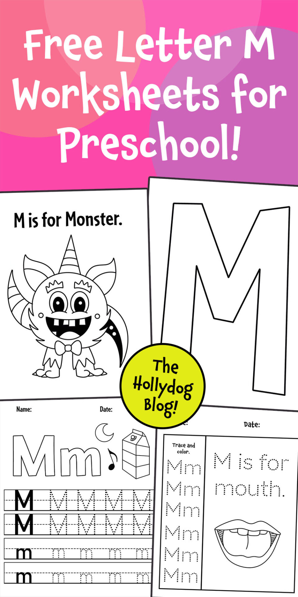 FREE Letter M Worksheets for Preschool ⋆ The Hollydog Blog