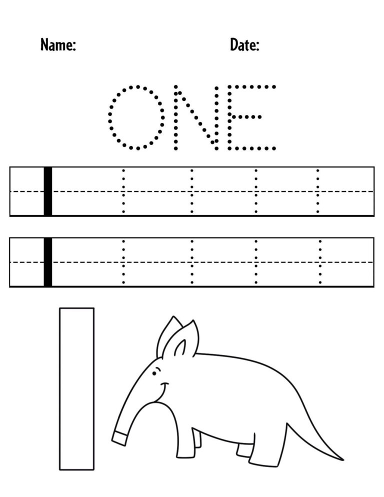 FREE Number 1 Worksheets for Preschool ⋆ The Hollydog Blog