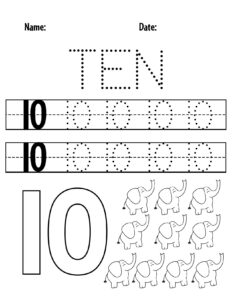 FREE Number 10 Worksheets for Preschool ⋆ The Hollydog Blog