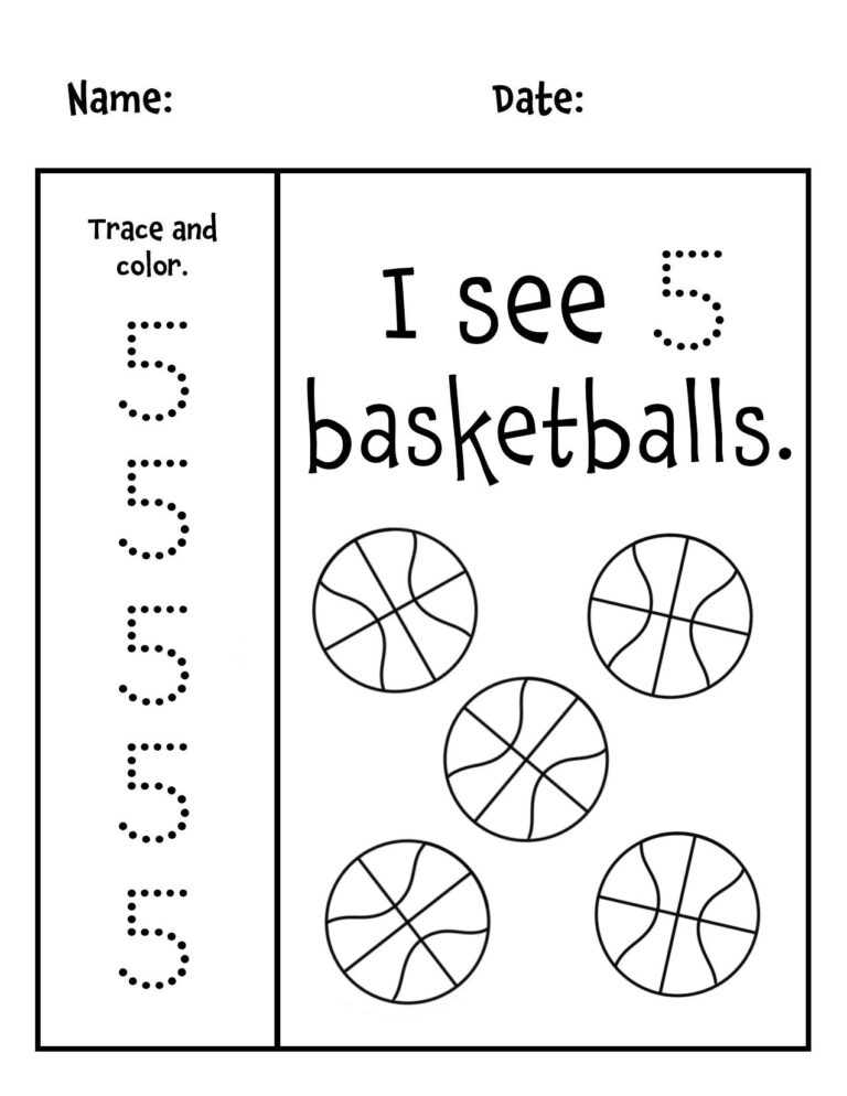 FREE Number 5 Worksheets for Preschool ⋆ The Hollydog Blog