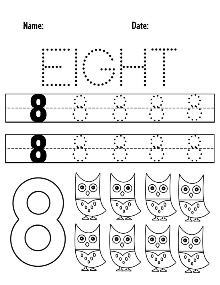 FREE Number 8 Worksheets for Preschool ⋆ The Hollydog Blog