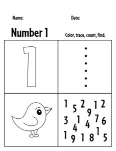 FREE Number 1 Worksheets for Preschool ⋆ The Hollydog Blog