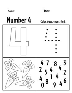 FREE Number 4 Worksheets for Preschool ⋆ The Hollydog Blog