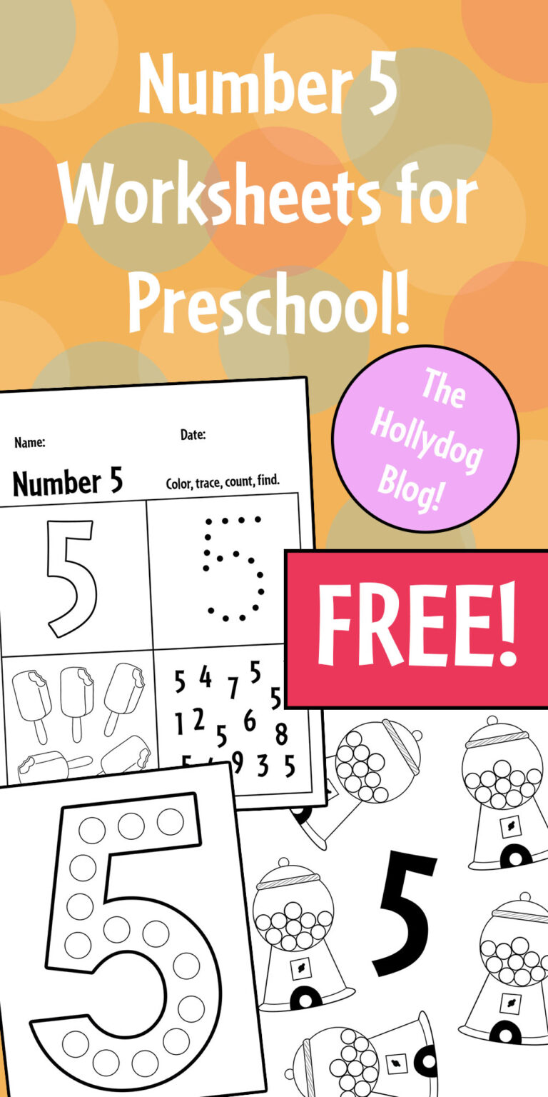FREE Number 5 Worksheets for Preschool ⋆ The Hollydog Blog