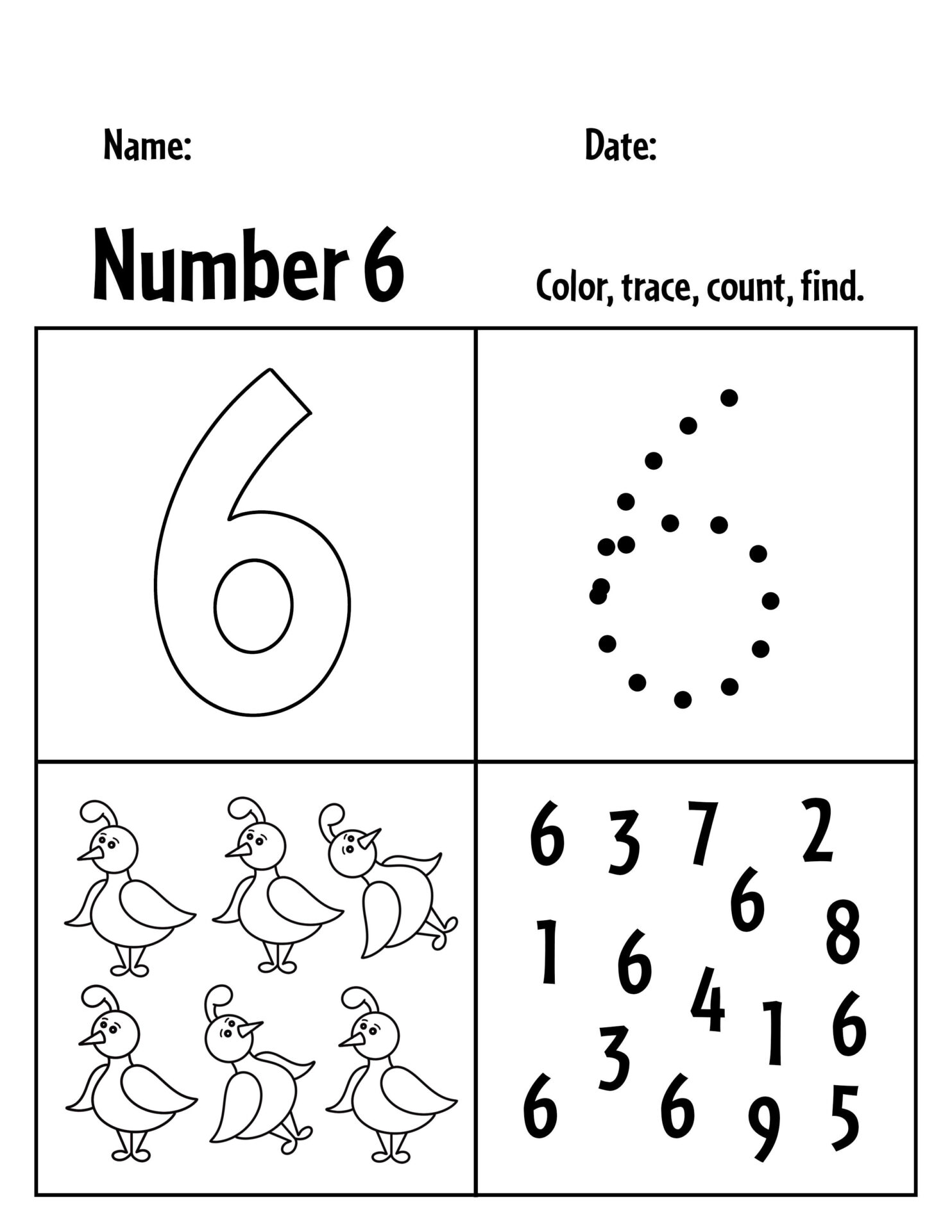 FREE Number 6 Worksheets for Preschool ⋆ The Hollydog Blog