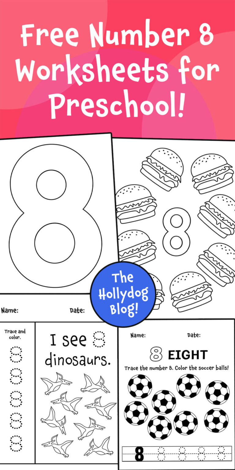 FREE Number 8 Worksheets for Preschool ⋆ The Hollydog Blog