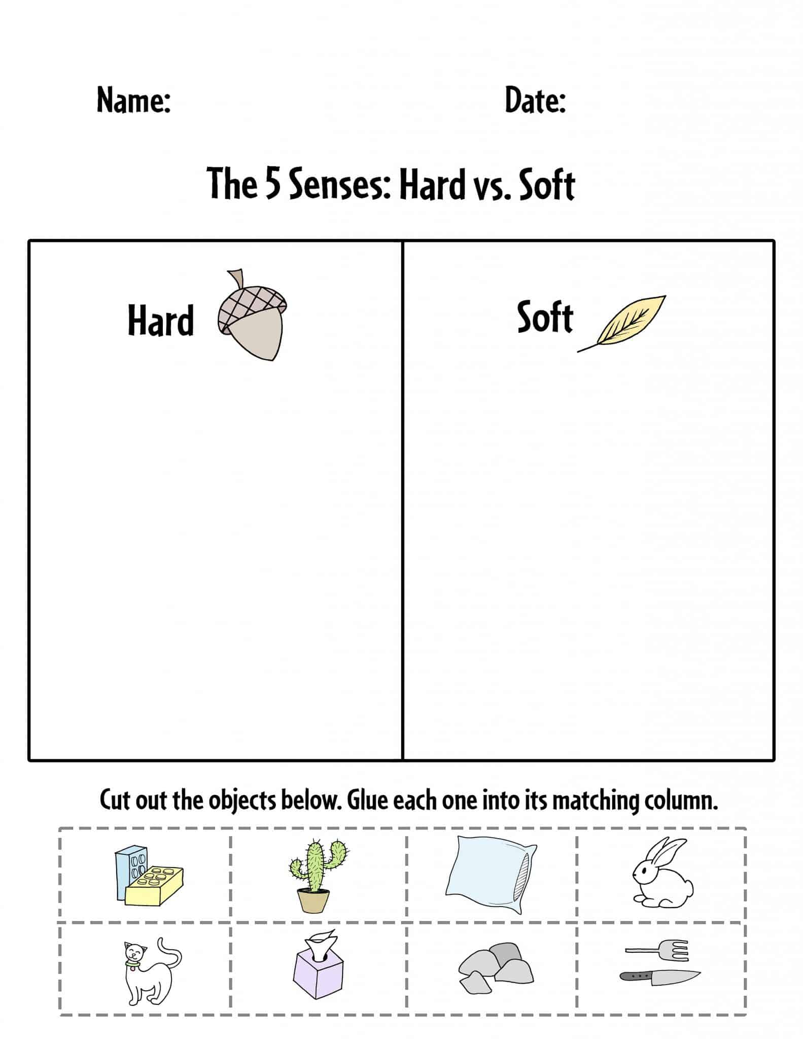 Sense of Touch Worksheets for Preschool ⋆ The Hollydog Blog