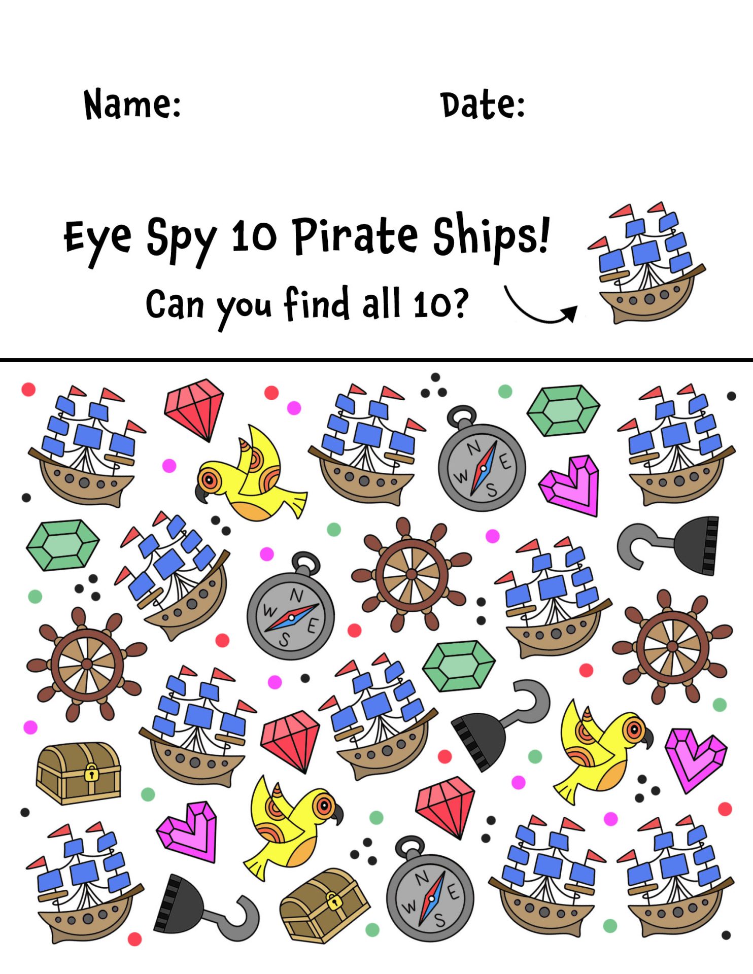Free Pirate Worksheets for Preschool (Fun Pre-K Pirate Printables for ...