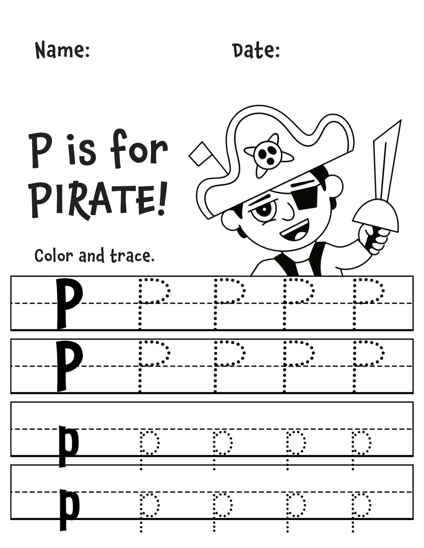 Free Pirate Worksheets for Preschool (Fun Pre-K Pirate Printables for ...