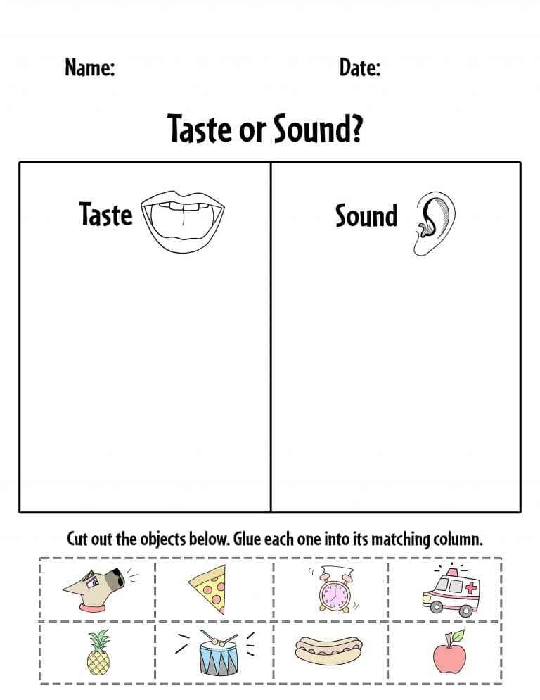Sense of Taste Worksheets for Preschool! ⋆ The Hollydog Blog
