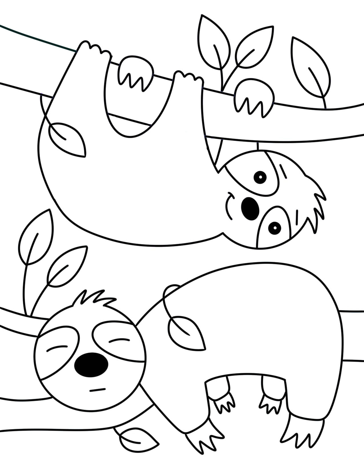 Free Sloth Coloring Pages for Preschool (Easy Printable Coloring Sheets ...