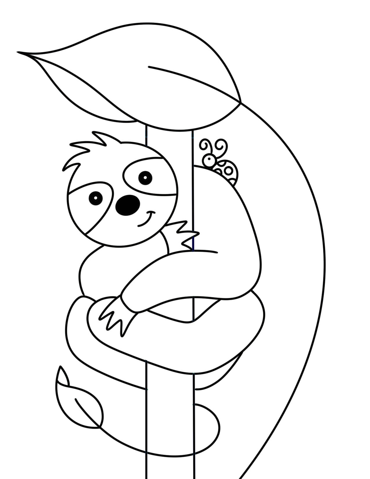 Free Sloth Coloring Pages for Preschool (Easy Printable Coloring Sheets ...