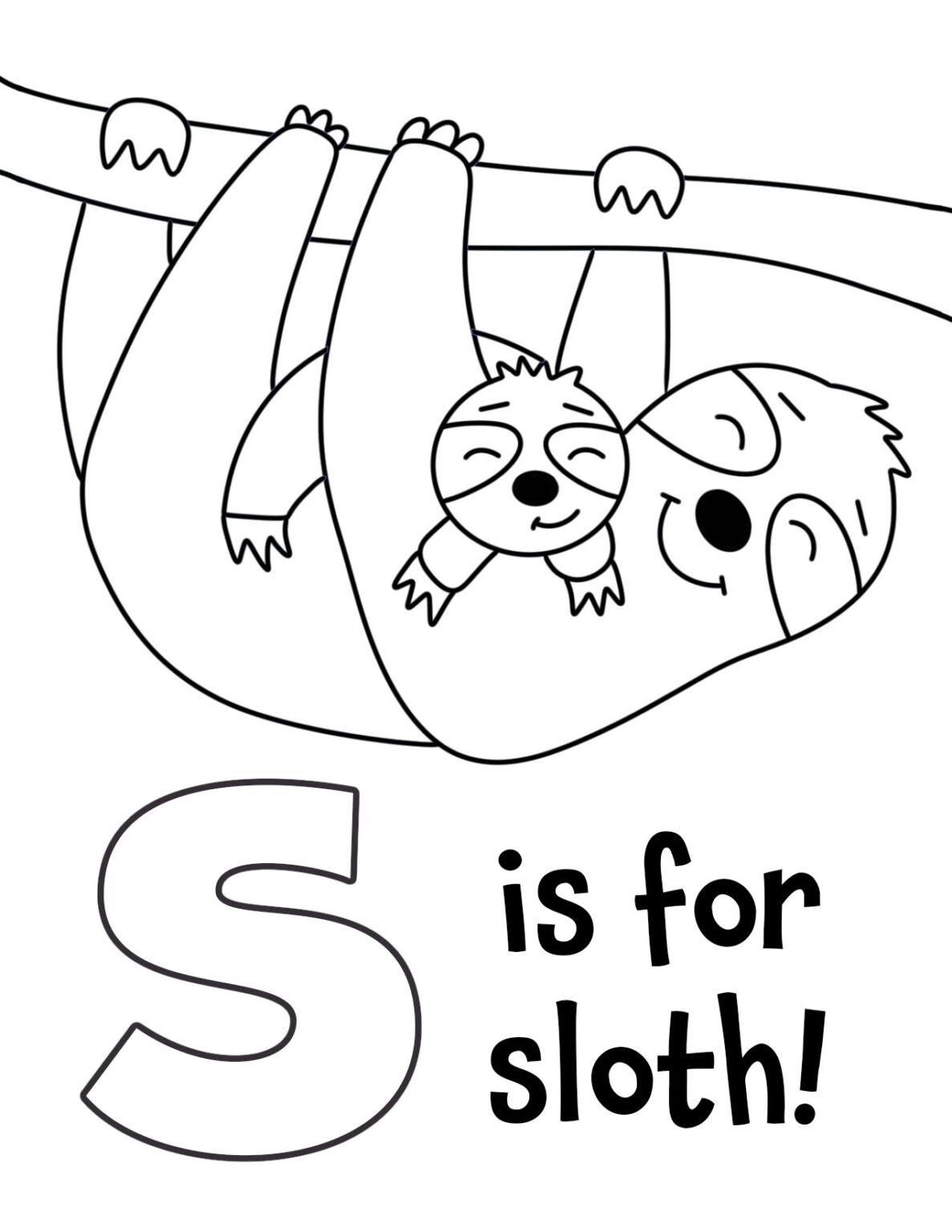 Free Sloth Coloring Pages for Kids! ⋆ The Hollydog Blog