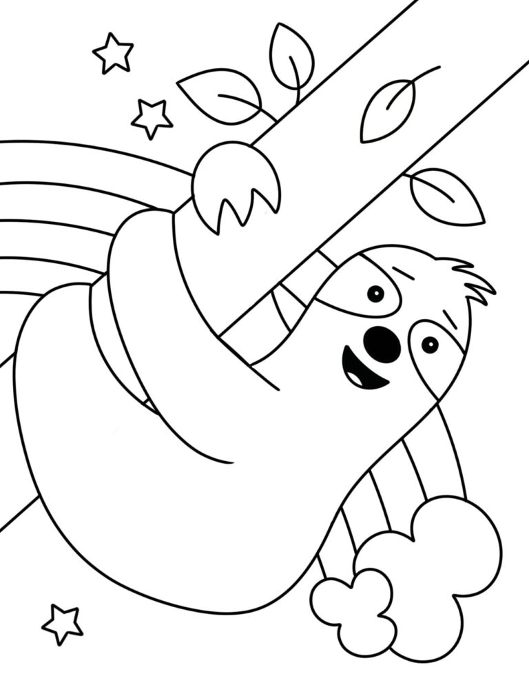 Free Sloth Coloring Pages for Preschool (Easy Printable Coloring Sheets ...