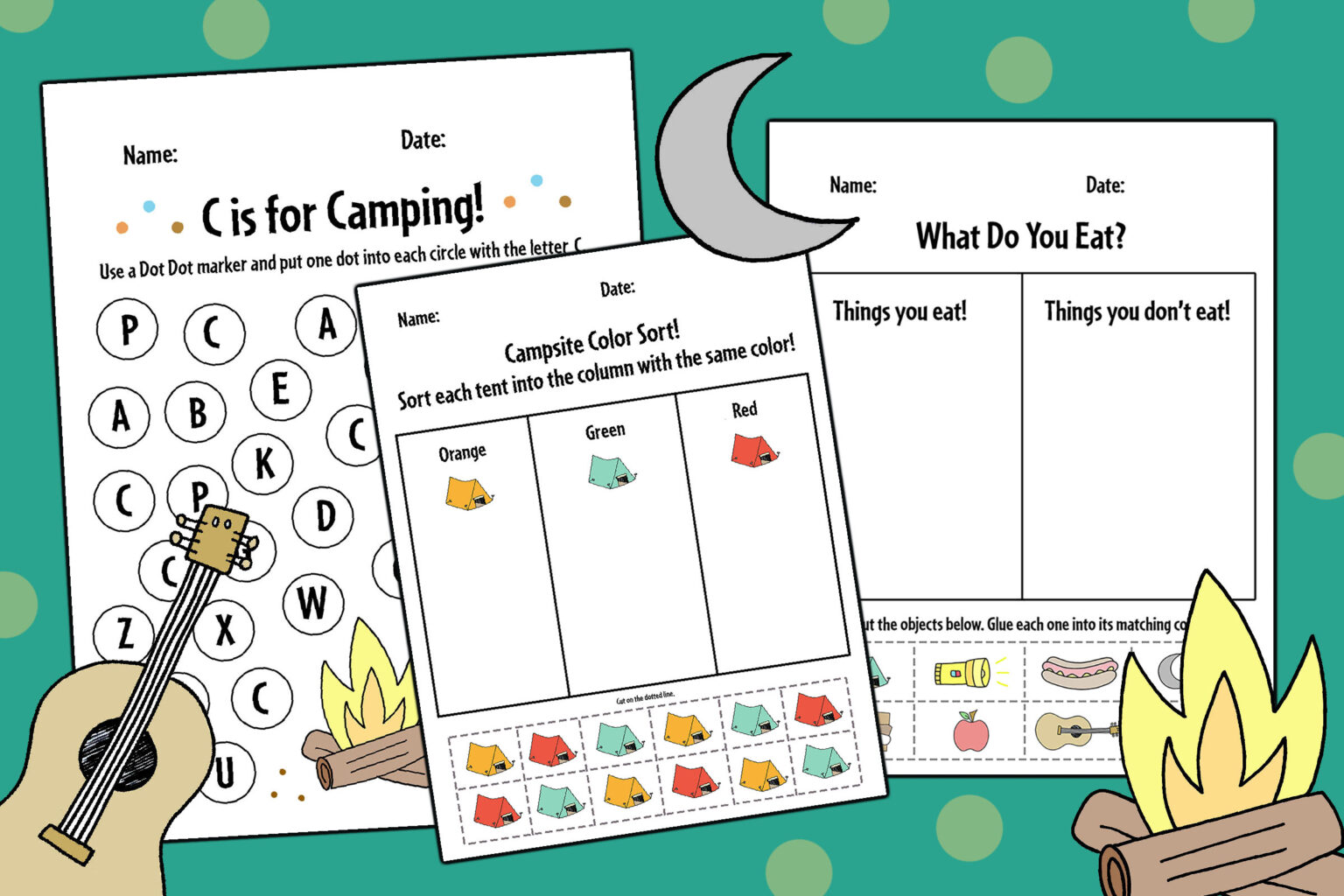 Free Preschool Camping Theme Worksheets! ⋆ The Hollydog Blog