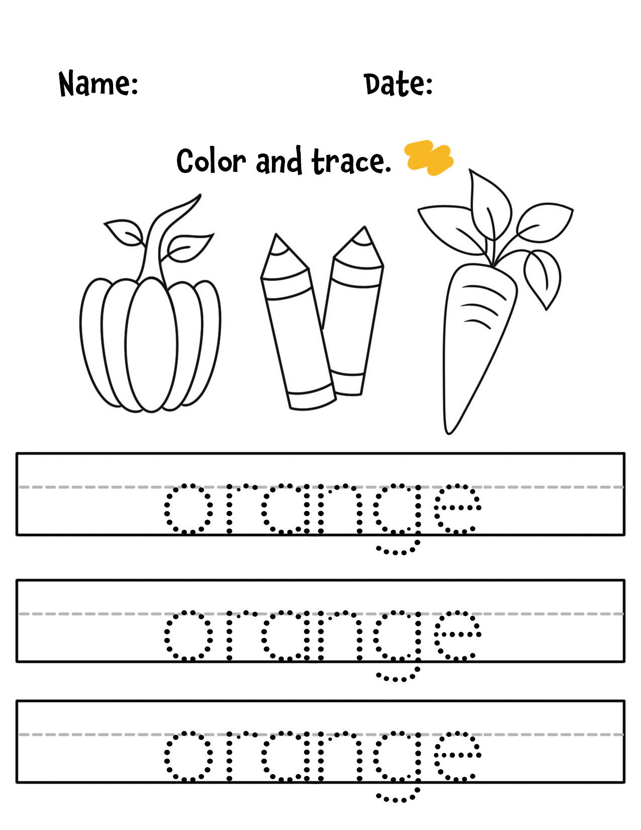 Orange Color Activities and Worksheets for Preschool! ⋆ The Hollydog Blog