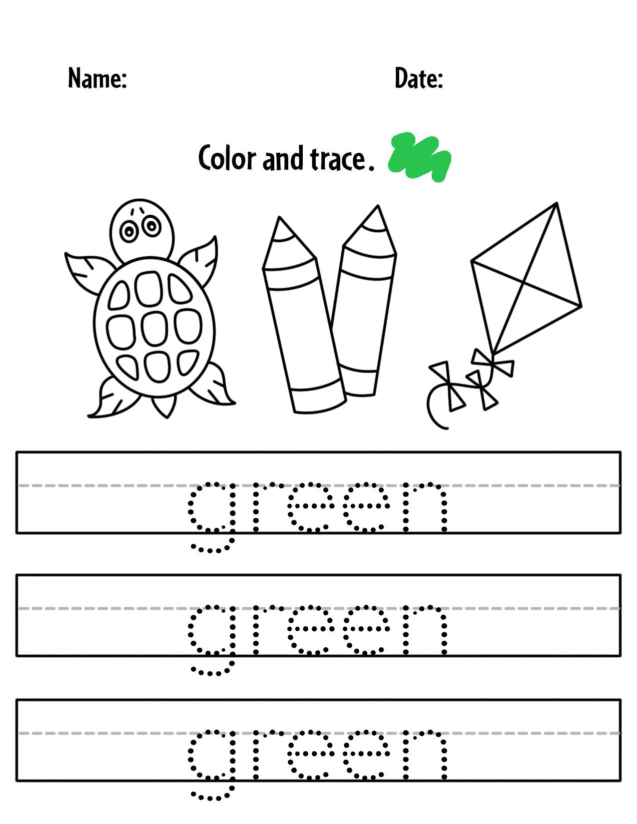 Green Color Activities and Worksheets for Preschool! ⋆ The Hollydog Blog