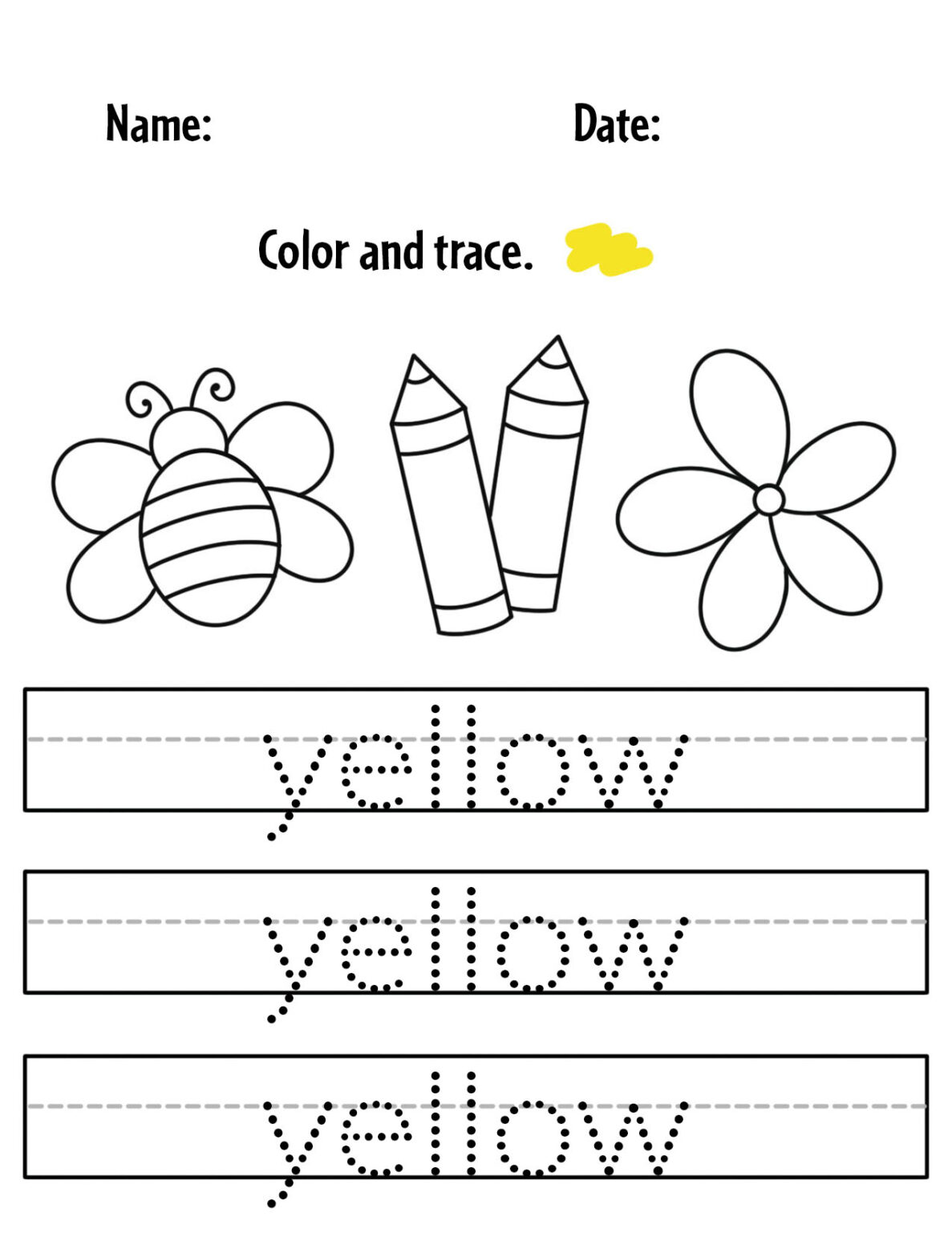 Yellow Color Activities and Worksheets for Preschool! ⋆ The Hollydog Blog