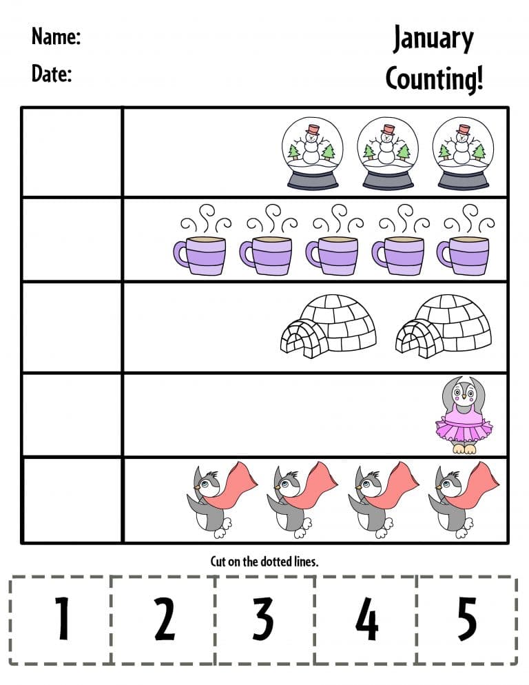FREE January Worksheets for Preschool ⋆ The Hollydog Blog