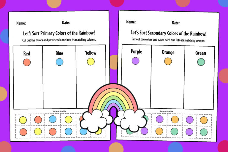 Free Rainbow Preschool Theme Worksheets & Activities! ⋆ The Hollydog Blog