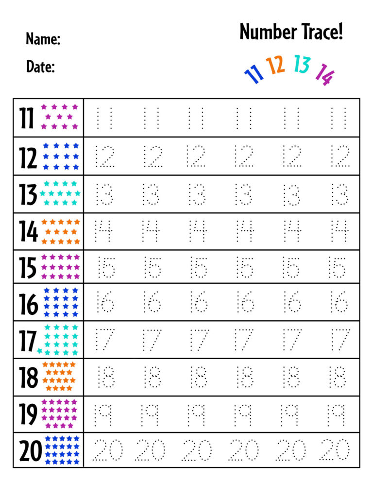 Free Numbers 1-20 Tracing Worksheets! ⋆ The Hollydog Blog