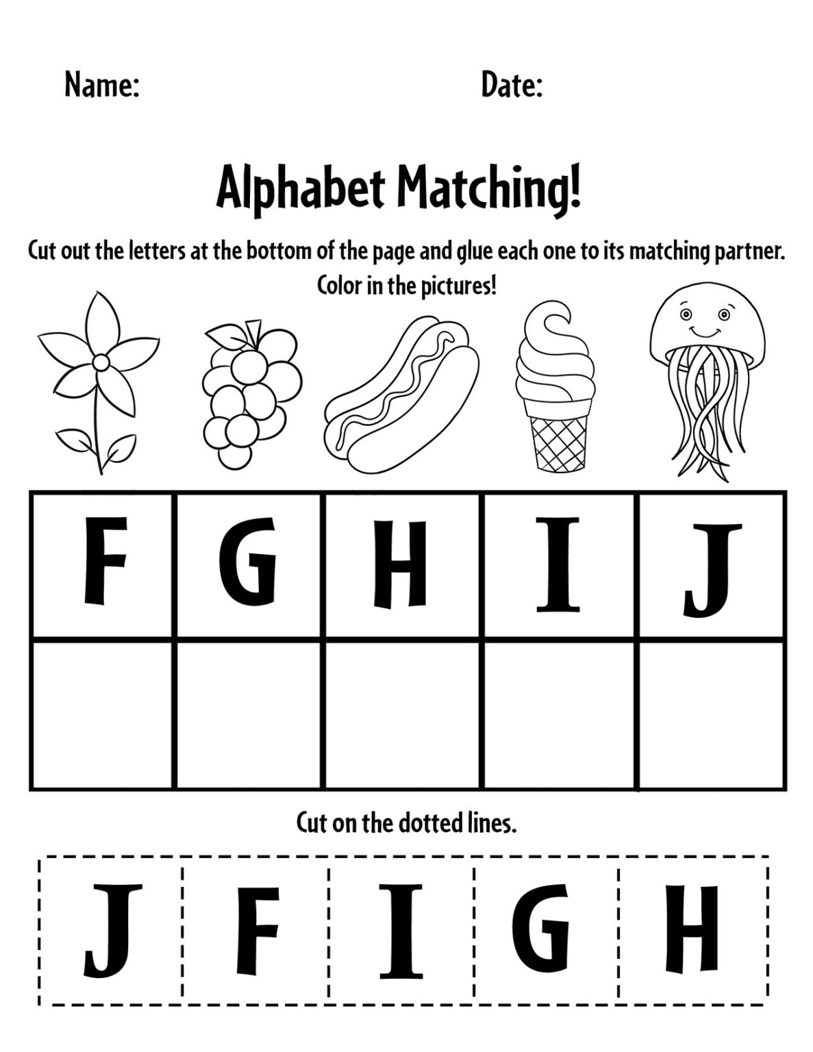 Free Alphabet Matching A-Z Worksheets for Preschool ⋆ The Hollydog Blog