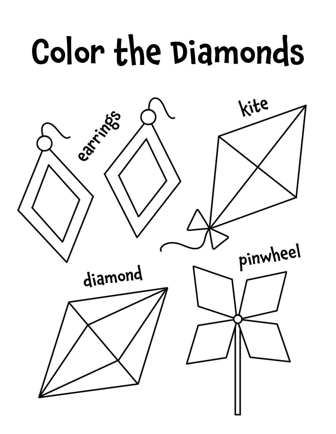 Free Diamond Worksheets for Preschool (Easy Printable Shape Activities ...