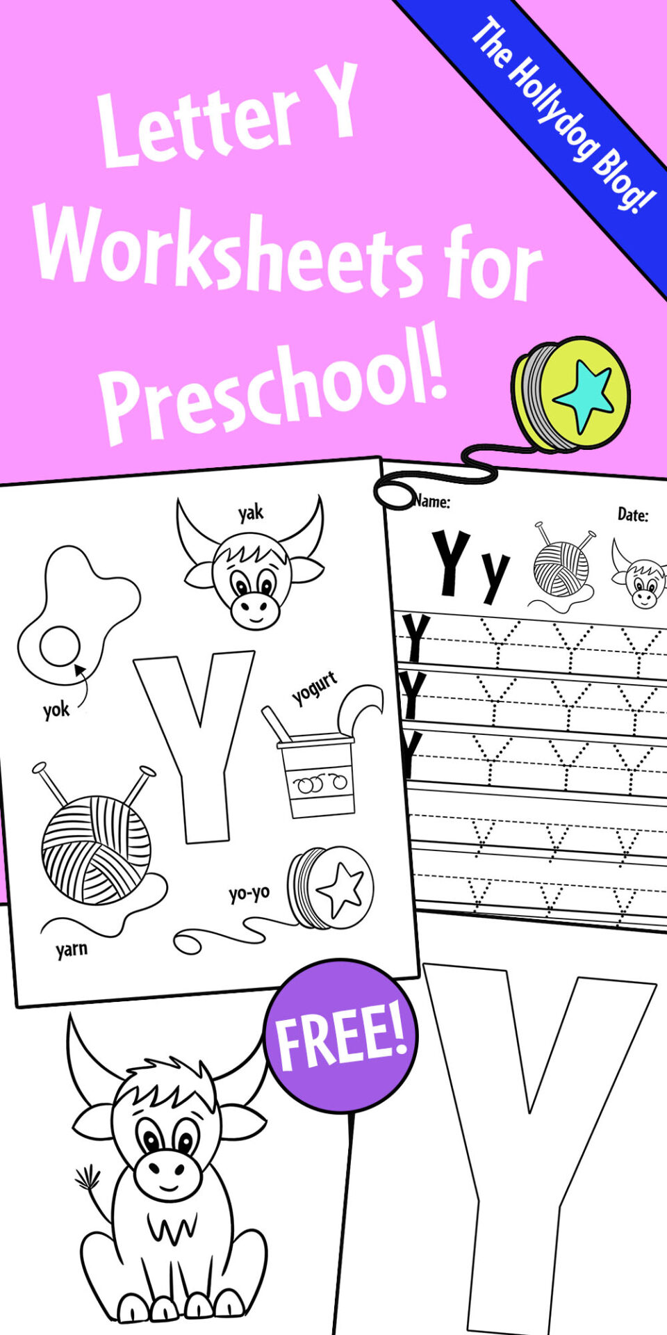 FREE Letter Y Worksheets for Preschool! ⋆ The Hollydog Blog