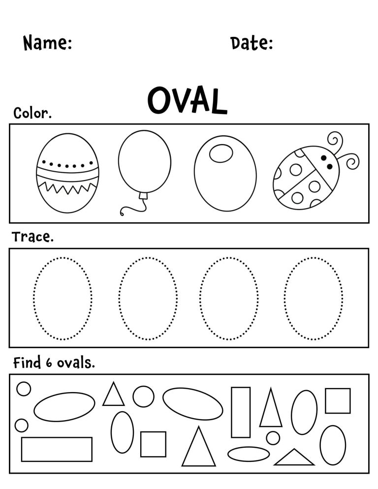 Free Oval Worksheets for Preschool (Easy Printable Shape Activities) ⋆ ...