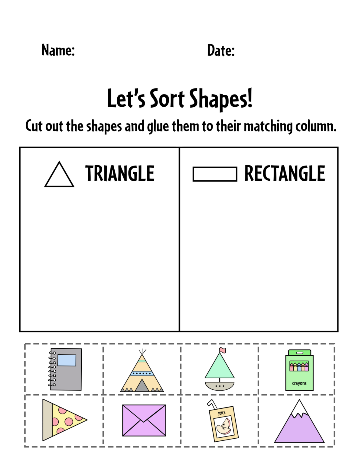 Free Shape Sorting Worksheets for Preschool! ⋆ The Hollydog Blog