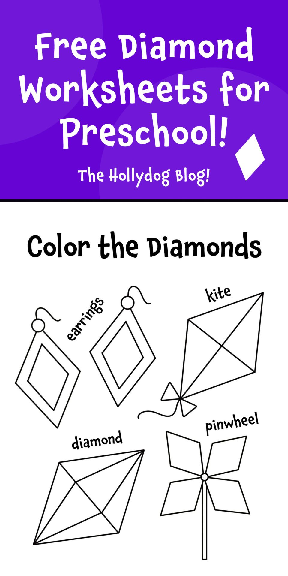 Free Diamond Worksheets for Preschool (Easy Printable Shape Activities ...