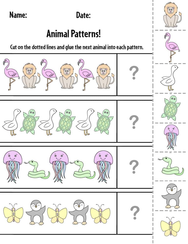 Free Printable Pattern Worksheets for Preschool ⋆ The Hollydog Blog