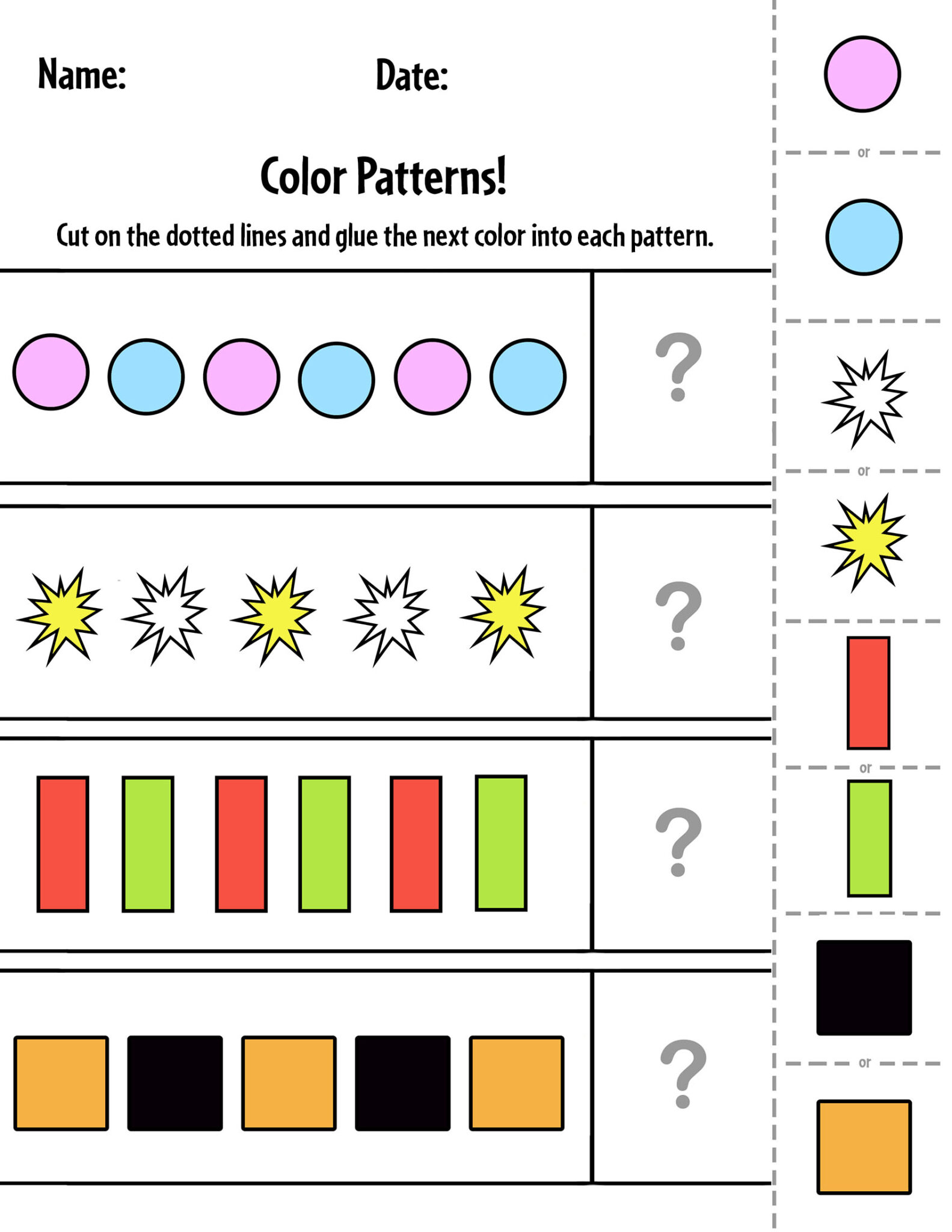 Free Printable Pattern Worksheets for Preschool ⋆ The Hollydog Blog